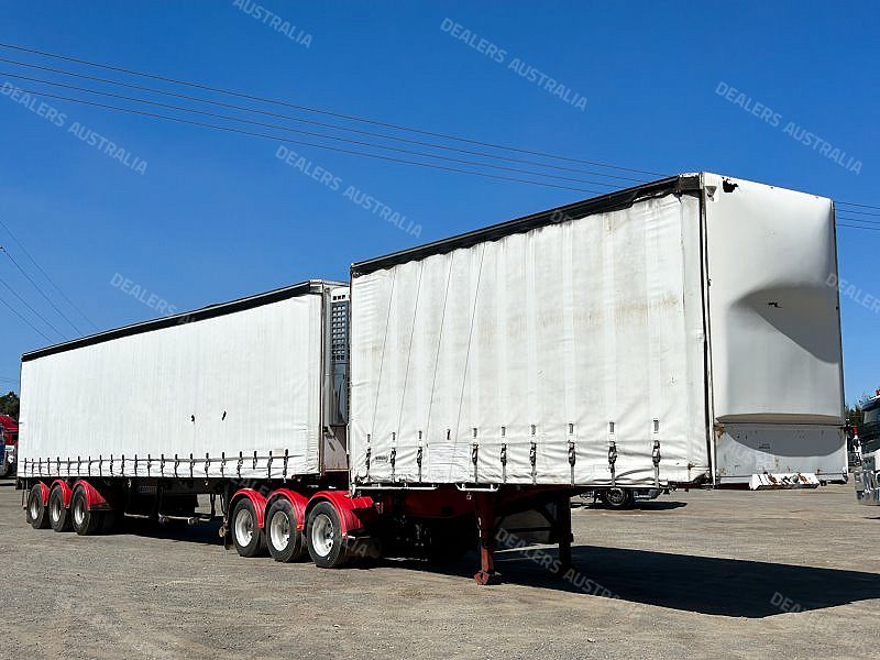 Krueger Curtainside Flat Top & Chiller 32 Pallet B-Double Trailer ...